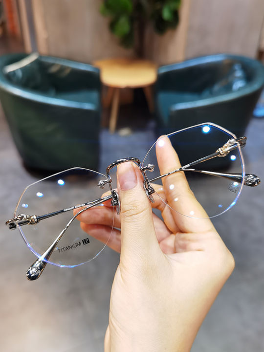 Chrome&Hearts Borderless Myopia Eyeglasses Classic Men's Pure Titanium ...