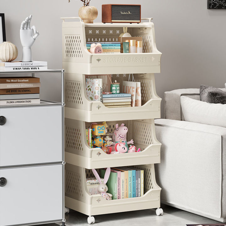 JustLiving Mutli-Functional Shelf Cabinet with wheels, Multi-Tier ...