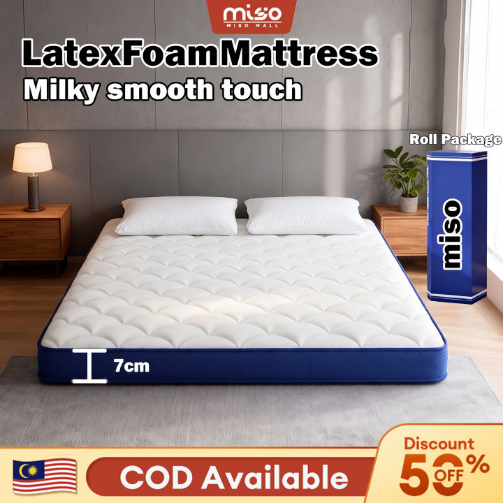 MISO 7CM/4.5CM Thick Foldable Latex Mattress Single/Queen/King Size ...