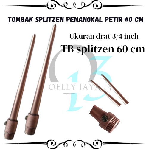 Tombak Splitzen Penangkal Petir 60cm 1 inch | Tombak Anti Petir ...
