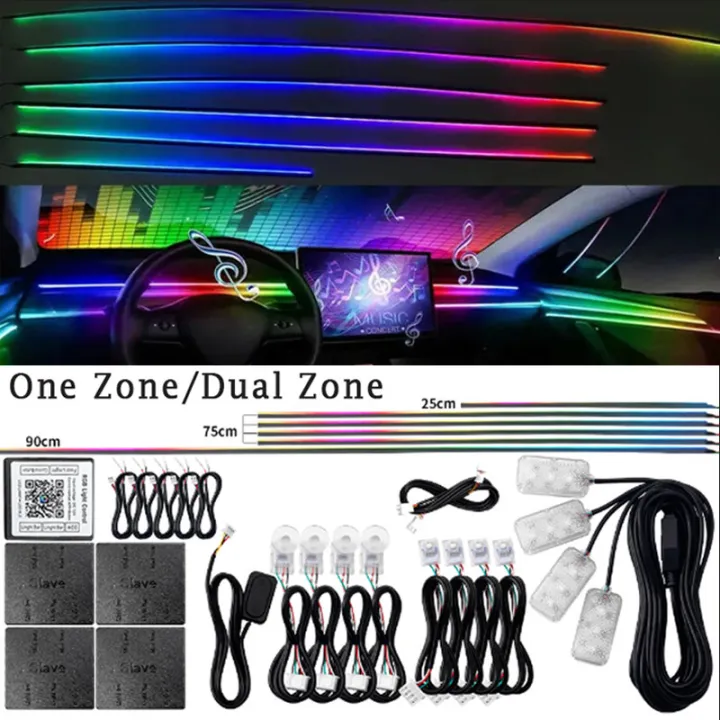 6/10/14/18 in 1 Led Car Ambient Lights RGB 213 64 Color Acrylic Strips ...