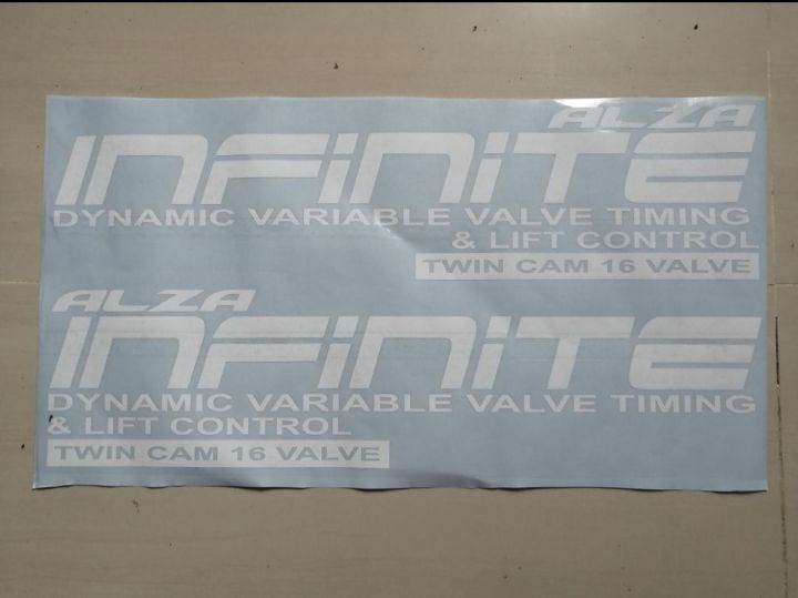 sticker alza infinite putih. sticker kalis air. untuk tampal sisi pintu ...