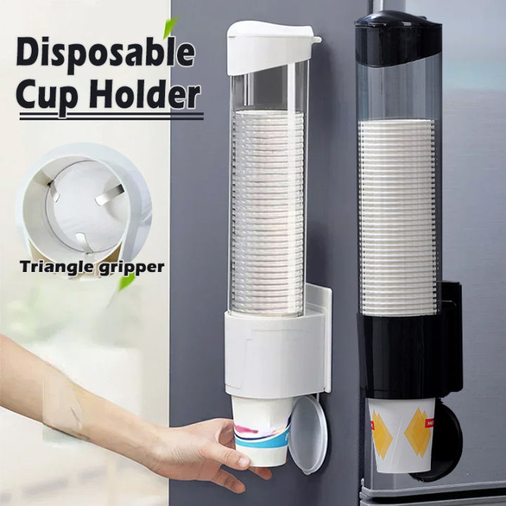 Dispenser Cup Holder Wall-Mounted Disposable Cup Holder Dust-proof ...