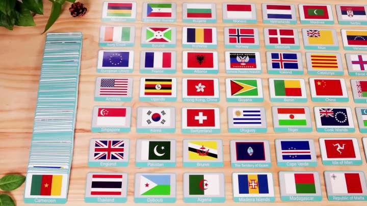 244PCS Countries of The World Flags Flash Cards Country Continent ...