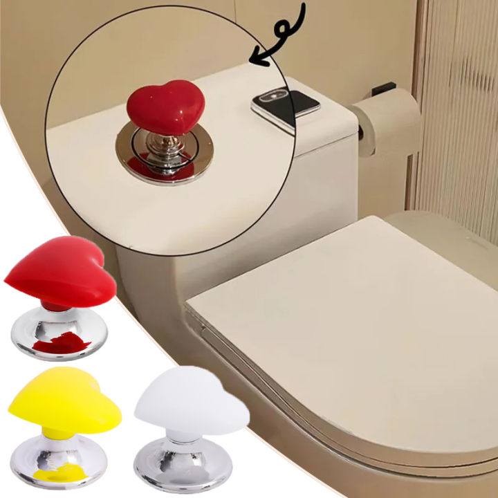 Toilet Press Button Heart Shaped Toilet Drain Tank Push Flush Button ...
