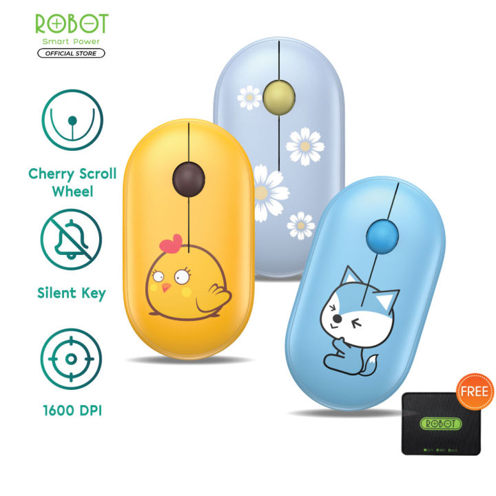 ROBOT M230 Wireless Mouse Stylish 2.4GHz Silent Optical 1600DPI 12 ...