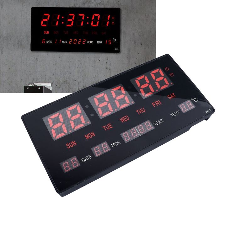 LED Digital Clock Large Digital Wall Clock Hourly Chime Function ...