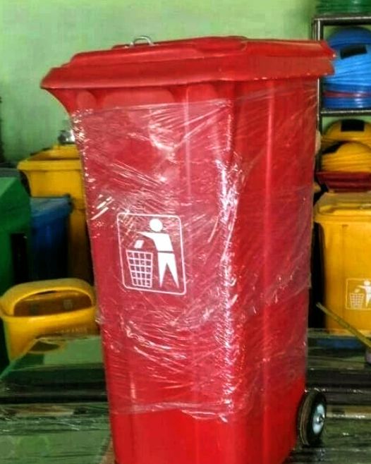 Tong Tempat Sampah Fiberglass Roda 240 Liter Warna merah/kuning/biru ...