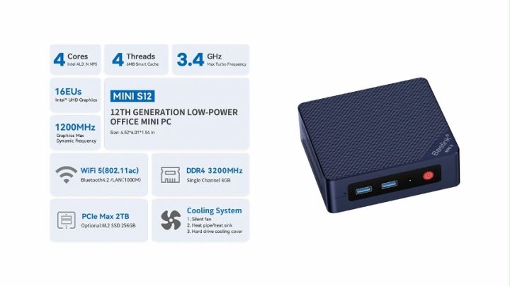 Beelink MINI S12 Pro Alder Lake-N100 Intel 12th Windows 11 Mini PC DDR4 ...