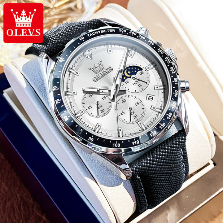 OLEVS watch for men original waterproof 2024 new import quartz leather ...