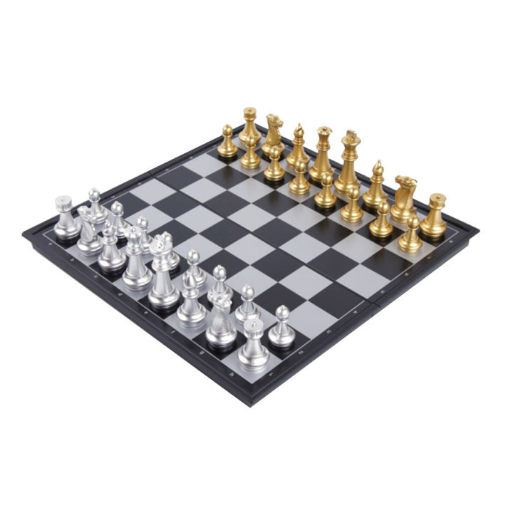 Folding Magnetic Chess Set Gold Silver Travel Chess Board Game Sets ...