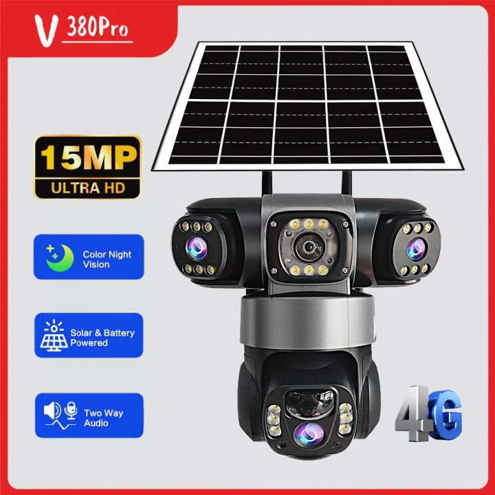 4G Network Solar Camera Outdoor 15MP 8K Triple Lens Triple Screen ...