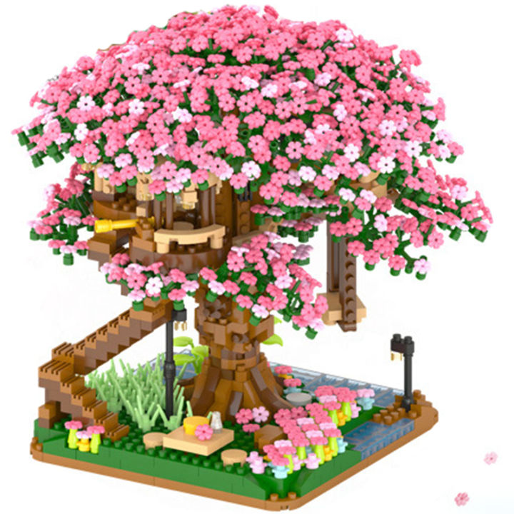 2138pcs DIY Discoloration Cherry Blossom Flower Pink Tree House Train ...