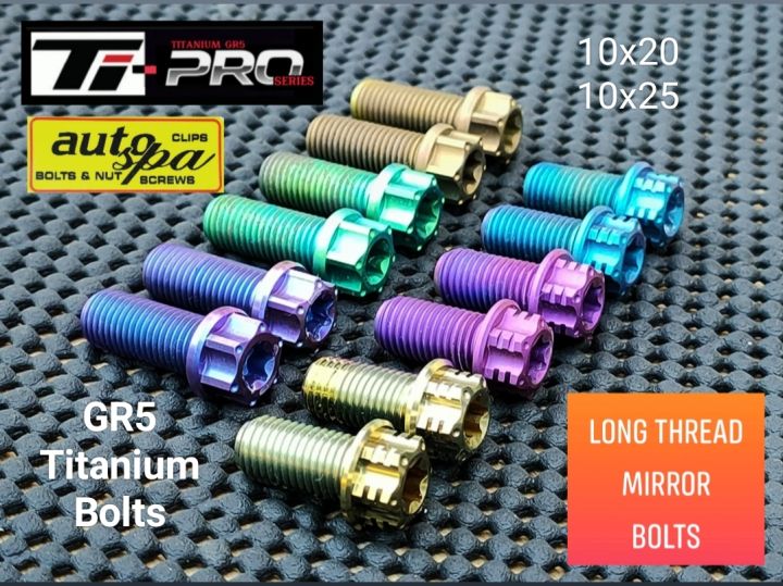 Gr5 Titanium Ti-Pro Series long thread mirror bolts 10x20 and 10x25 ...