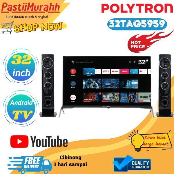 LED POLYTRON 32TAG5959||LED POLYTRON 32 INCH ANDROID TV DENGAN SPEAKER TOWER HARGA MURAH TERBAIK ...
