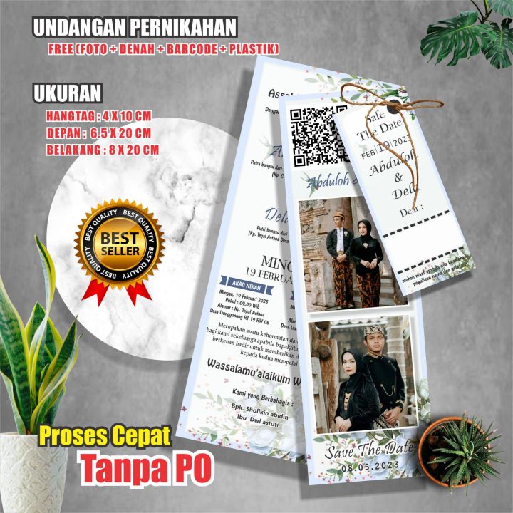 (50 pcs) Undangan pernikahan 3 lembar + tali sudah free tali, plastik ...