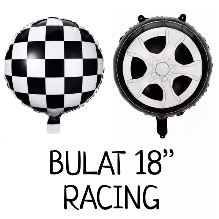 Balon foil BULAT 18" HITAM PUTIH PELEK / Balon Bulat hitam putih Pelek ...