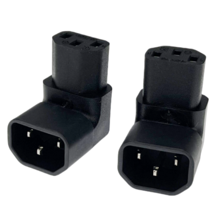 10A 3Pin IEC Connector Down UP 90 Angled IEC 320 C14 Male to C13 Female ...