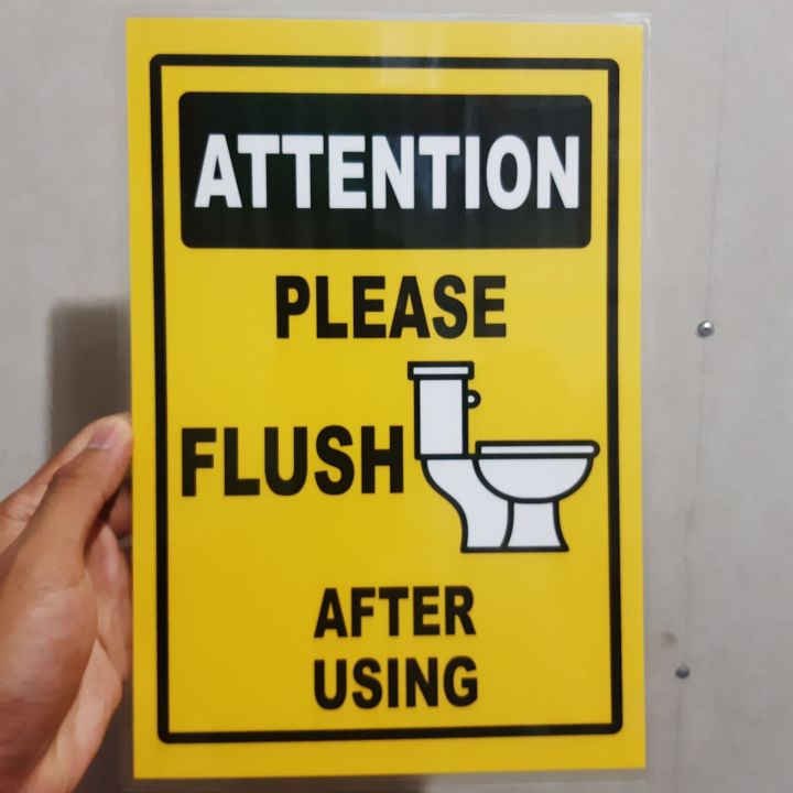 ATTENTION PLEASE FLUSH AFTER USING TOILET SIGNAGE PVC TYPE OR PLASTIC ...