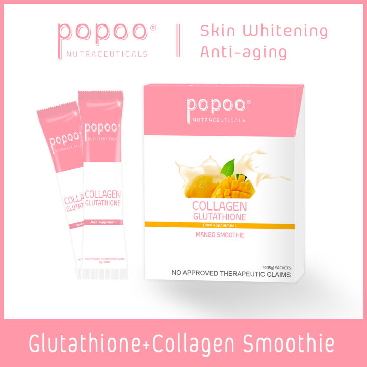 Popoo Beauty Milk Mango Glutathione Collagen Drink for Health Skin Hair ...