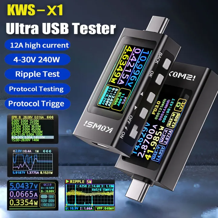 KWS-X1 Fast Charging Tester Battery Health Test Type-C PD3.0/QC4.0/PPS ...