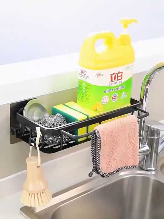Sponge holder kitchen organizer Space Aluminum Sink Drainer Rack ...