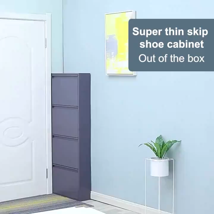 Door back wall shoe cabinet simple household shoe cabinet steel ...