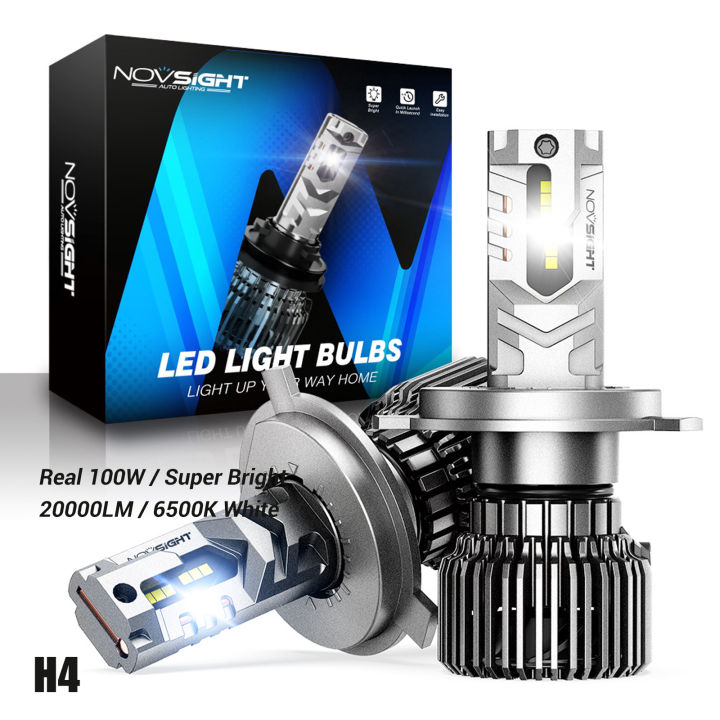 Novsight N75 LED Lights for Car H4 9003 HB2 LED Headlight Bulb Kit High/Low Beam 100W 20000LM ...