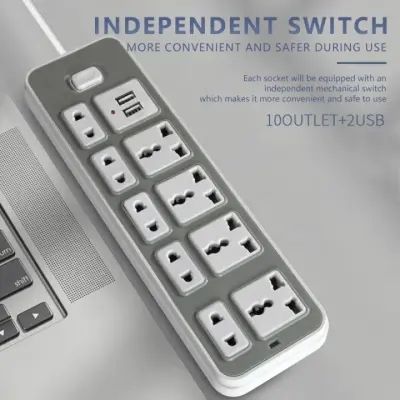 Heavy Duty Extension Cord with Multiple Universal Socket and 2 USB Port ...