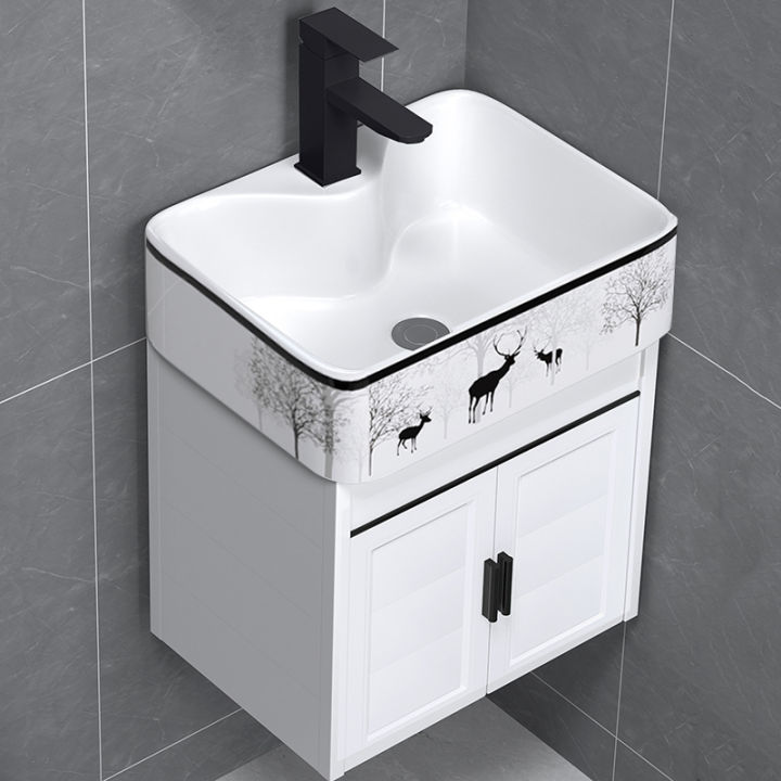 Small Apartment Wall-Mounted Wash Basin Cabinet Bathroom Waterproof ...