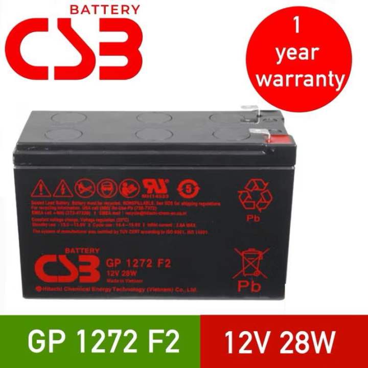 แบตเตอรี่เครื่องสำรองไฟ CSB Battery GP1272 F2 12V 28W ของแท้ รับประกัน ...