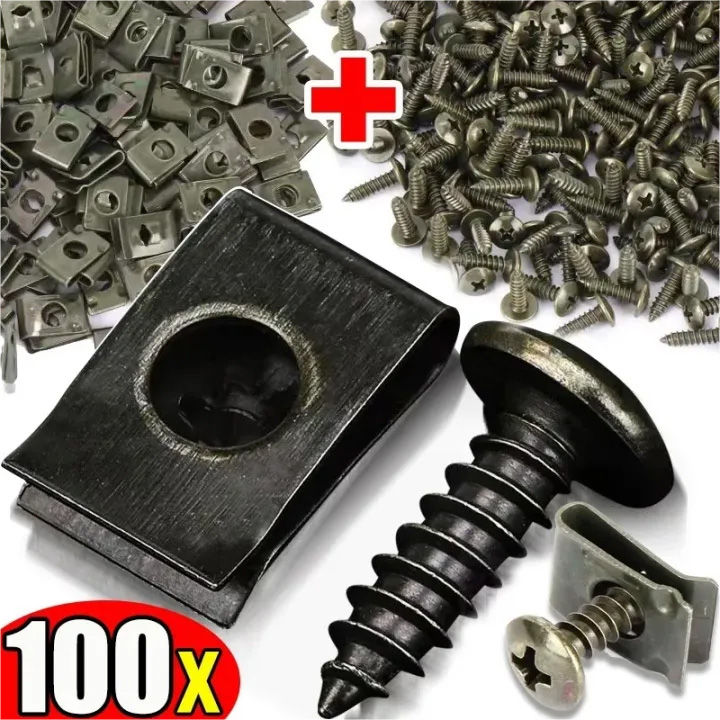 【Pphha】100Pcs Car Screw Clip Motorcycle Metal Screw Tapping Fastener ...