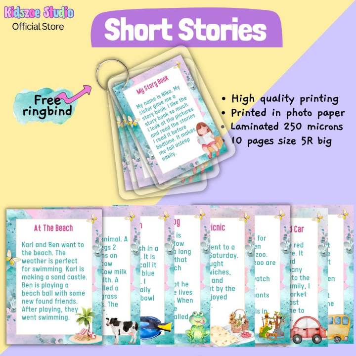 Laminated alphabet short stories reading phonics story flashcards ...