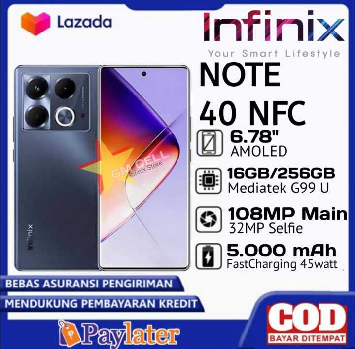 INFINIX NOTE 40 NFC RAM 16 GB.(8+8/256 GB) Camera 108MP.Baru garansi ...