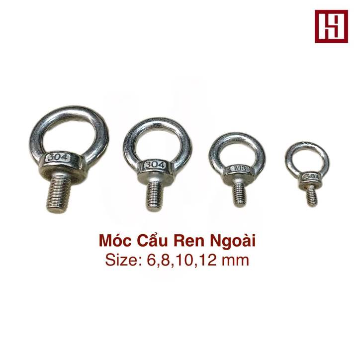 Móc Cẩu ren ngoài Inox 304; Bulong khoen tai cẩu size M6, M8, M10, M12 | Lazada.vn
