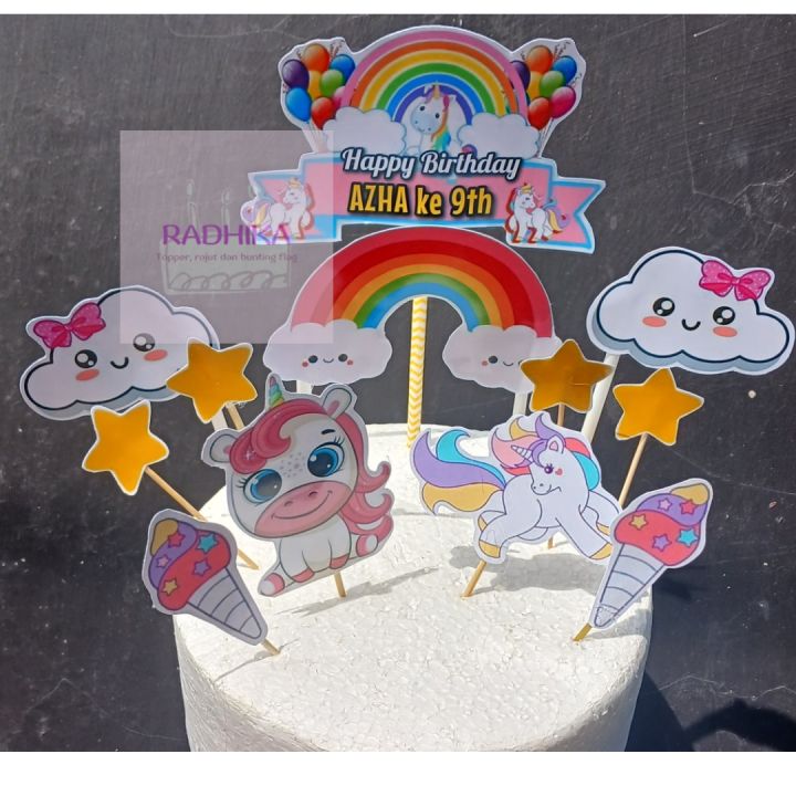 Topper cake kue unicorn bisa custom nama dan ucapan | Lazada Indonesia