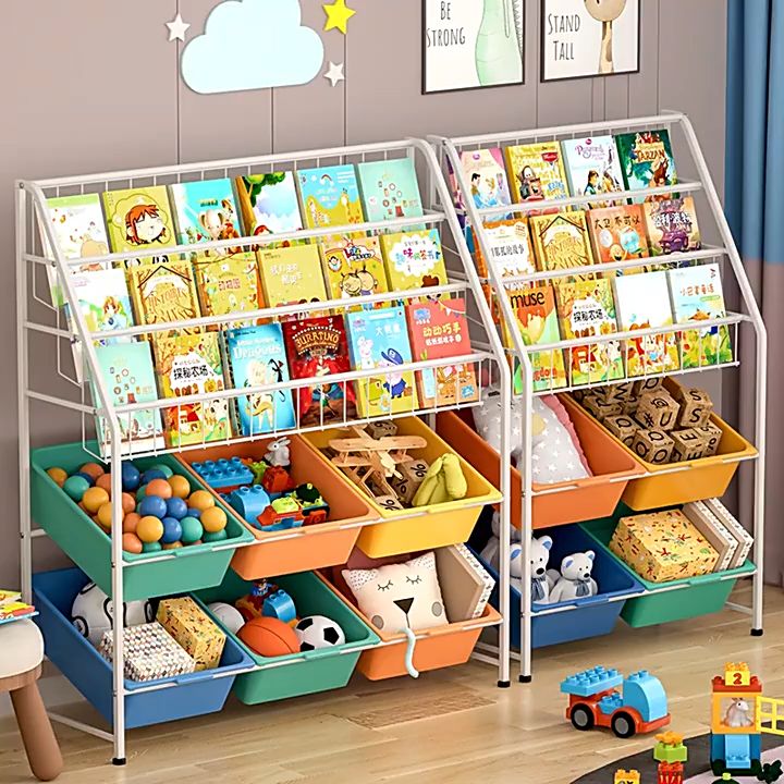Kids Toy Organizer Storage Rack Bookshelf for Kids Books Toys Storage ...