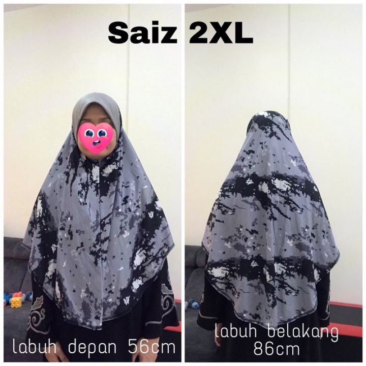Tudung Sarung Awning Scuba Labuh Berdagu Ironless Saiz 2XL Saiz 3XL Saiz 4XL Tak Jarang Tak ...