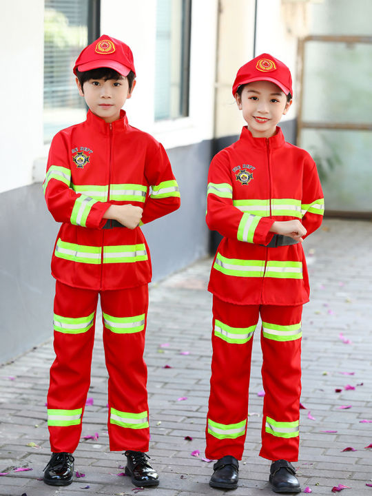 Fireman Costumes For Kids Halloween Fire Fighting Career Working ...