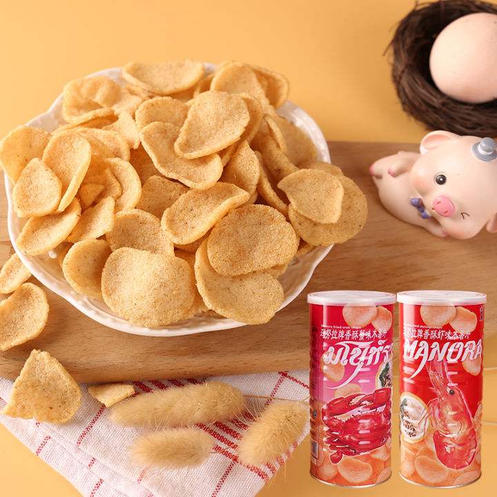 Manora Thai Shrimp Flavor Potato Chips 100g Canister Snacks Fries ...