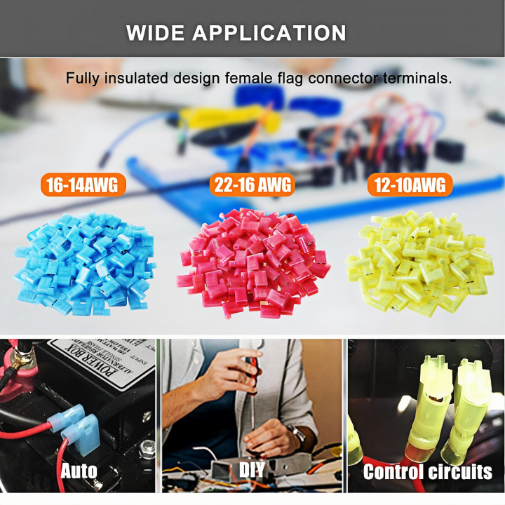 80/50/30pcs nylon flag 90 degree right angle spade connectors terminals ...