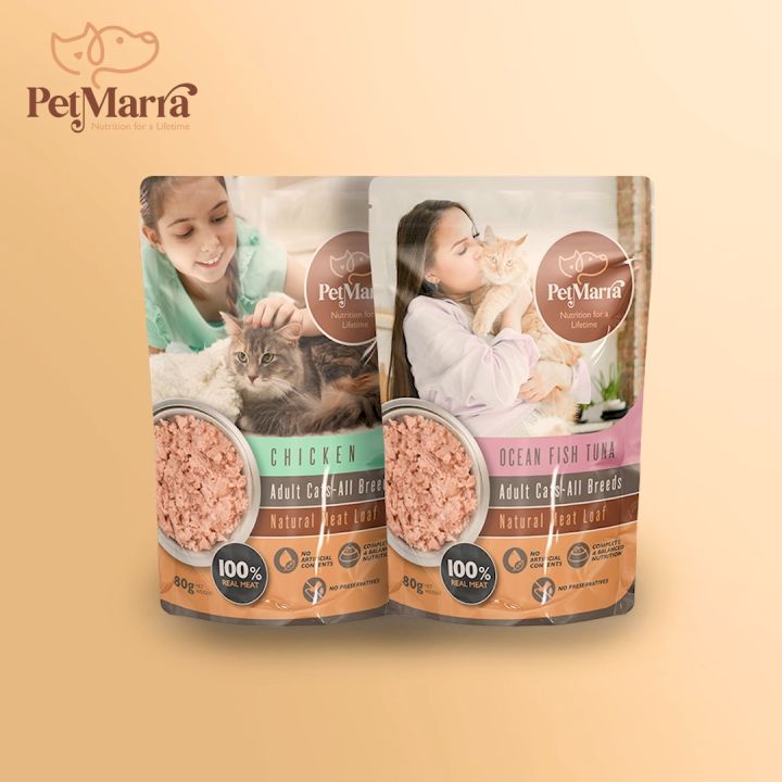 PetMarra Natural Meat Loaf Adult Cat Wet Food Pouch Ocean Fish Tuna ...