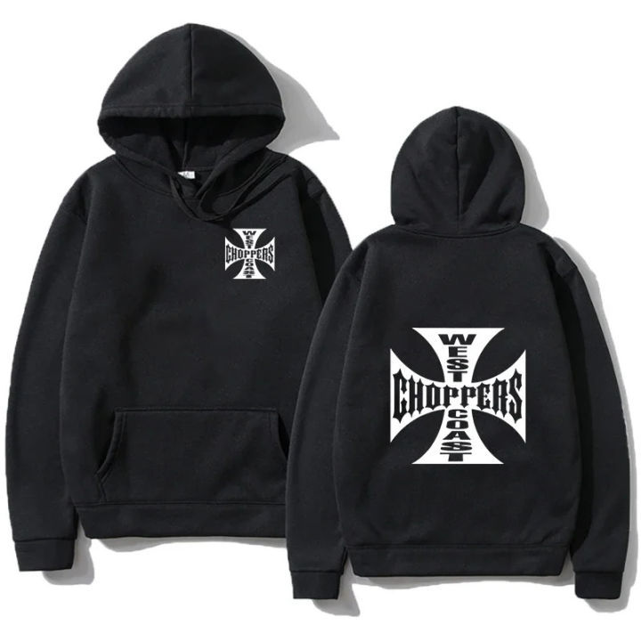 West Coast Iron Cross Choppers Printed Men's Hooded Fashion Cool ...