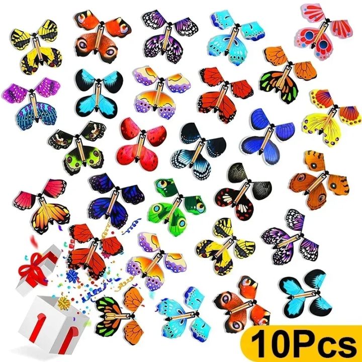 1-10Pcs Magic Flying Butterflies Wind Up Toy In The Sky Bookmark ...