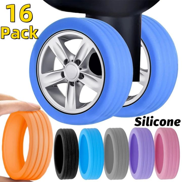 16Pcs Silicone Wheels Protector Cover Luggage Trolley Case Reduce Noise ...