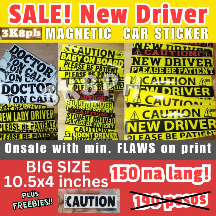 ONSALE! BIG 10.5x4 inches MAGNETIC CAR STICKER | NEW DRIVER | LADY ...