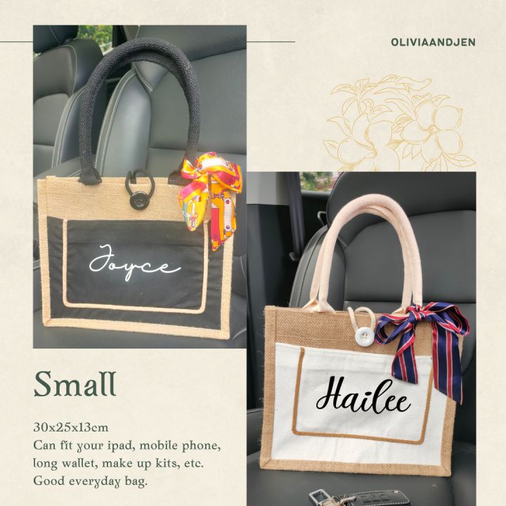 Personalized Adriana Hemp Bag Abaca Bag Jute Burlap with pocket | Lazada PH