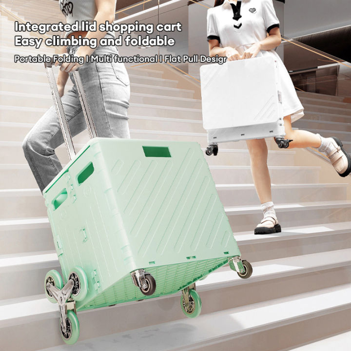 HIGH QUALITY Foldable Shopping Cart Trolley Storage Movable Easy Carry ...