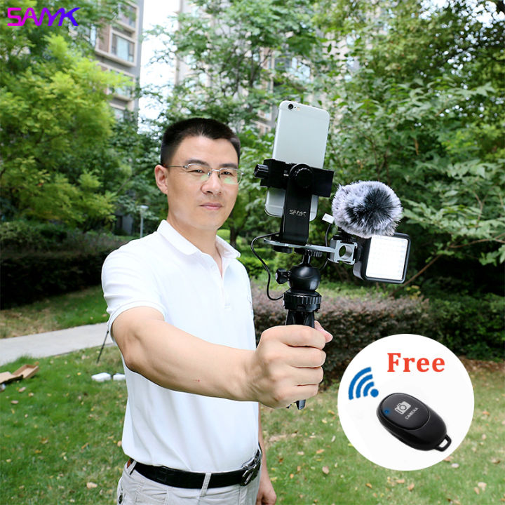 SANYK Phone Video Vlogger Kit Set with Tripod LED Fill Light Vlogging ...