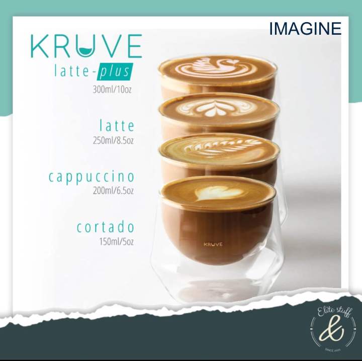 [พร้อมส่ง] KRUVE IMAGINE Milk Glasses ชุดแก้ว Latte/Cappuccino/Cortado ขนาด 150, 200, 250, 300 ...